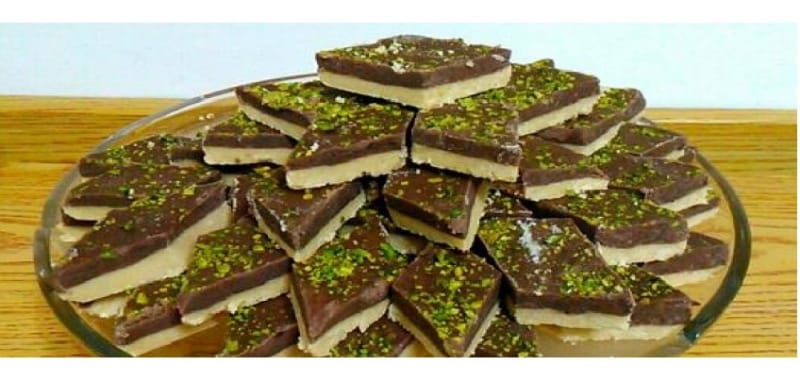 recipe for cooking layered halva with Iranian saffron
